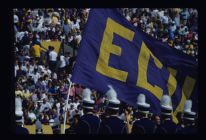 ECU marching band with flag - ECU Digital Collections